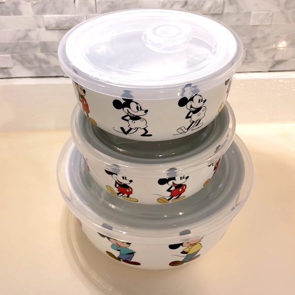 Disney | Kitchen | Disney Mickey Mouse Evolution 3pc Vented Ceramic ...